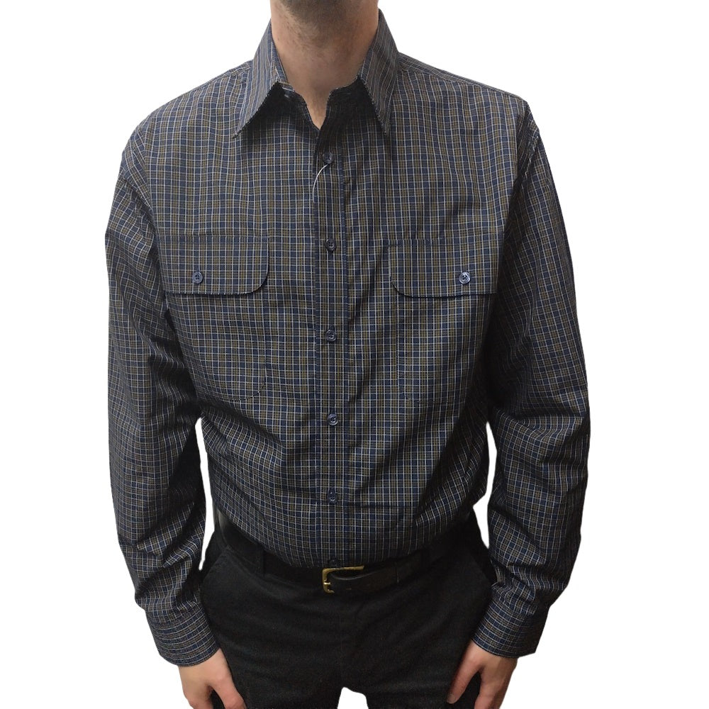 Bisley Mens Long Sleeve Small Check Shirt (Navy) – Allgoods